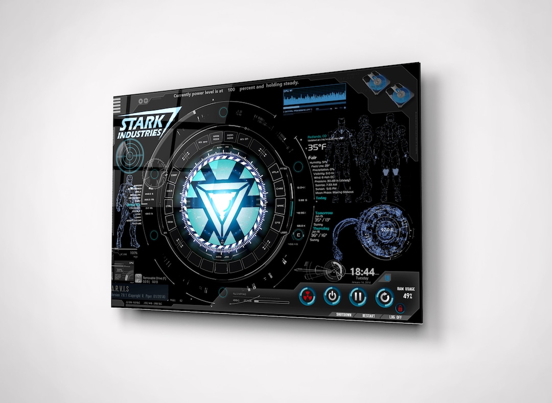Jarvis Wall Art, Stark Industries Screen Poster, Tempered Glass Print ...