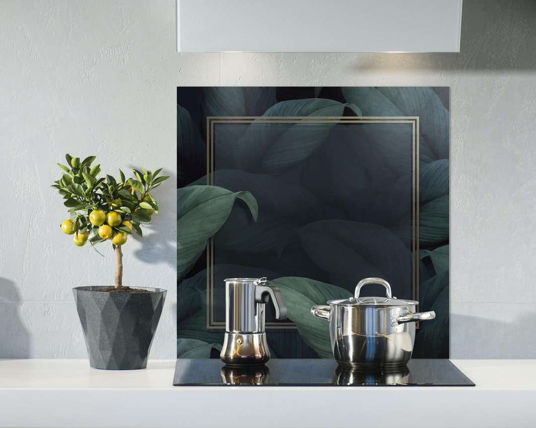 Green Leaves Tempered Glass Kitchen Backsplash, Natura Wall Art - Etsy