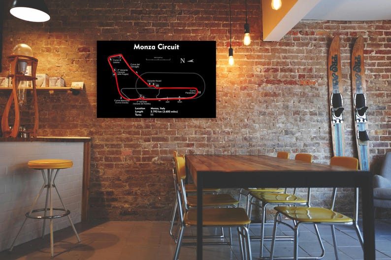 Monza Circuit Map Glass Wall Art – F 1 Racing Track Map Italy ...