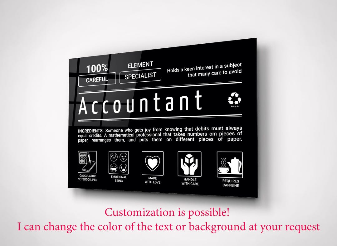 Accountant Definition Wall Art Tempered Glass Funny Accountant Gift CPA ...
