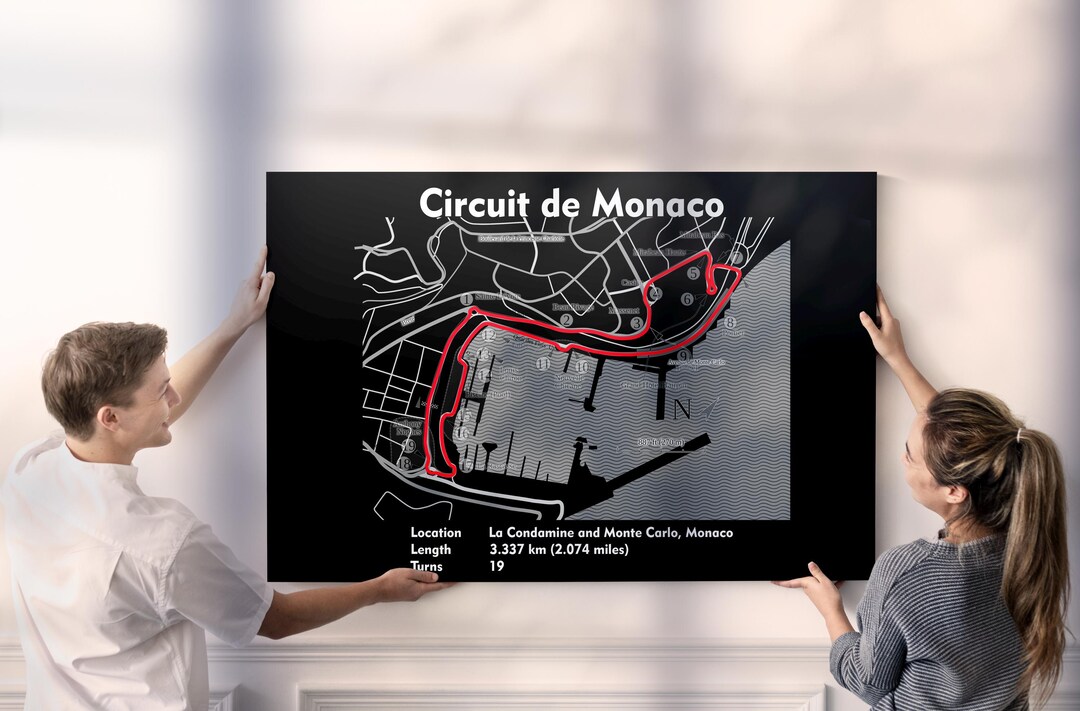 Monaco Grand Prix Circuit Glass Wall Art – F 1 Racing Track Map Monte ...