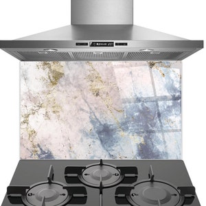 Pastel Marble Kitchen Backsplash Tempered Glass, Custom Size ...