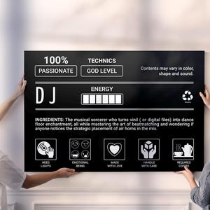 DJ Definition Wall Art, Tempered Glass Print, Funny Christmas Gift Idea ...