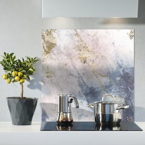 Pastel Marble Kitchen Backsplash Tempered Glass, Custom Size ...