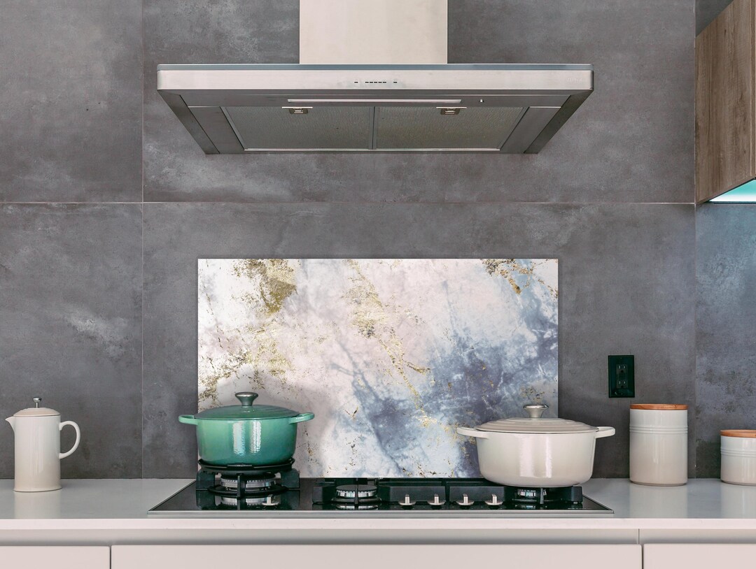 Pastel Marble Kitchen Backsplash Tempered Glass, Custom Size ...