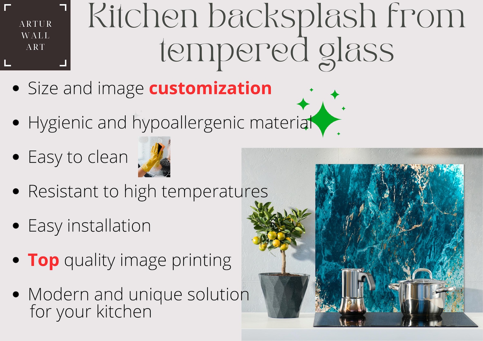 Apple Print Glass Kitchen Backsplash, Custom Size Tempered Splashboard ...