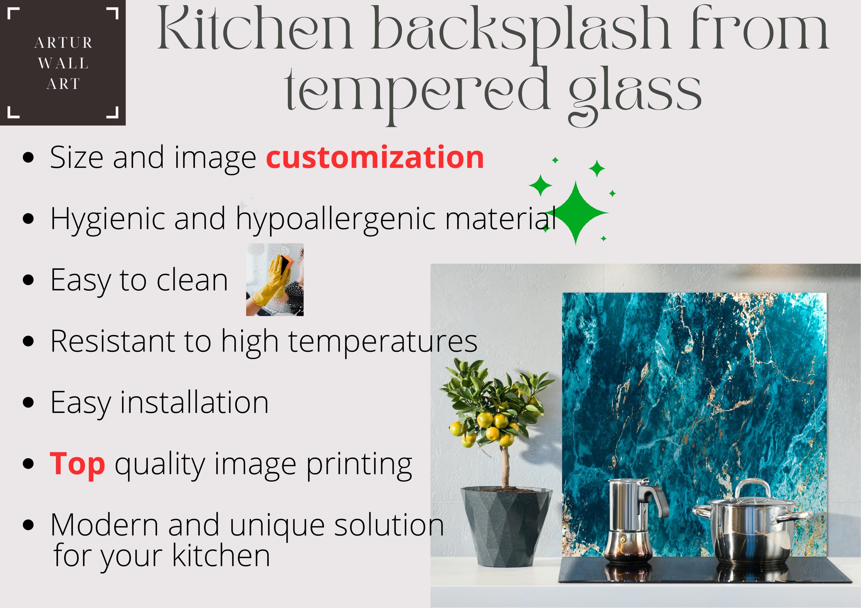 Apple Print Glass Kitchen Backsplash, Custom Size Tempered Splashboard ...