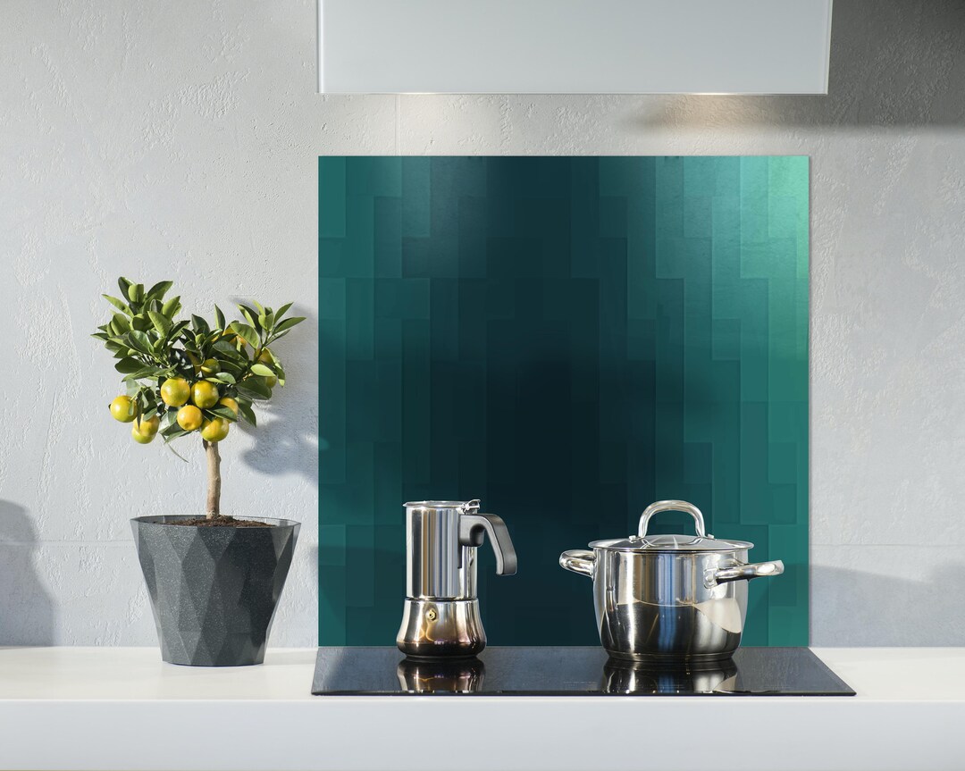Green Tile Glass Kitchen Backsplash, Tempered Glass Print, Bathroom ...