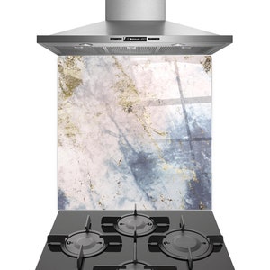 Pastel Marble Kitchen Backsplash Tempered Glass, Custom Size ...