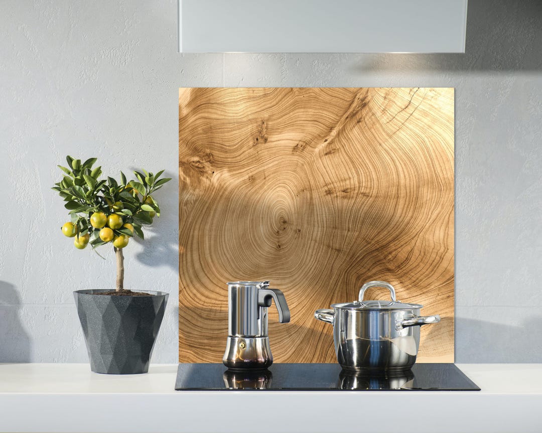 Tree Trunk Wall Art, Wooden Effect Kitchen Backsplash From Tempered ...