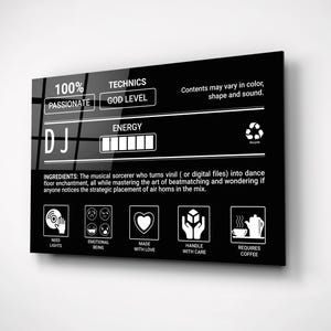 DJ Definition Wall Art, Tempered Glass Print, Funny Christmas Gift Idea ...