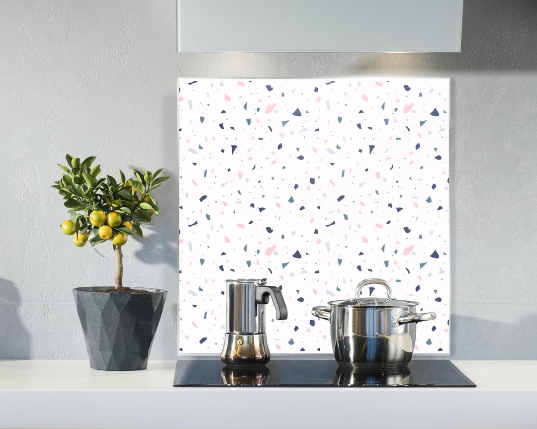 Terrazzo Tempered Glass Kitchen Backsplash: Custom Size Splashboard - Etsy