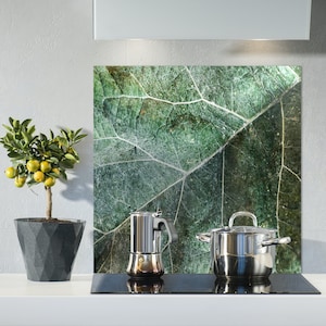 Green Leaf Kitchen Backsplash, Kitchen Protection Tempered Glass ...