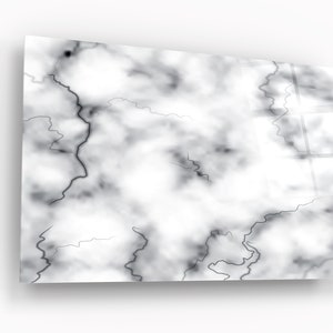 White Marble Effect Kitchen Backsplash Tempered Glass, Custom Size ...