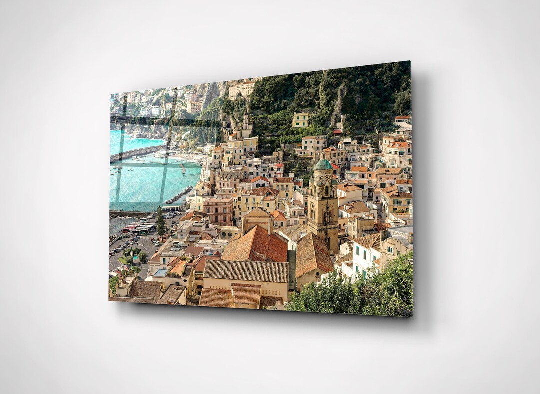 Positano Wall Art Amalfi Tempered Glass Poster Print Italian Old City ...