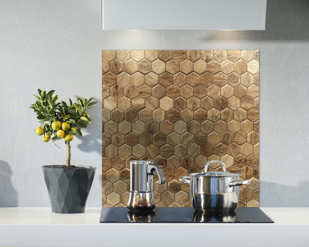 Wooden Effect Kitchen Backsplash From Tempered Glass, Custom Size ...