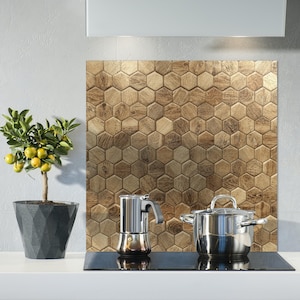 Wooden Effect Kitchen Backsplash From Tempered Glass, Custom Size ...