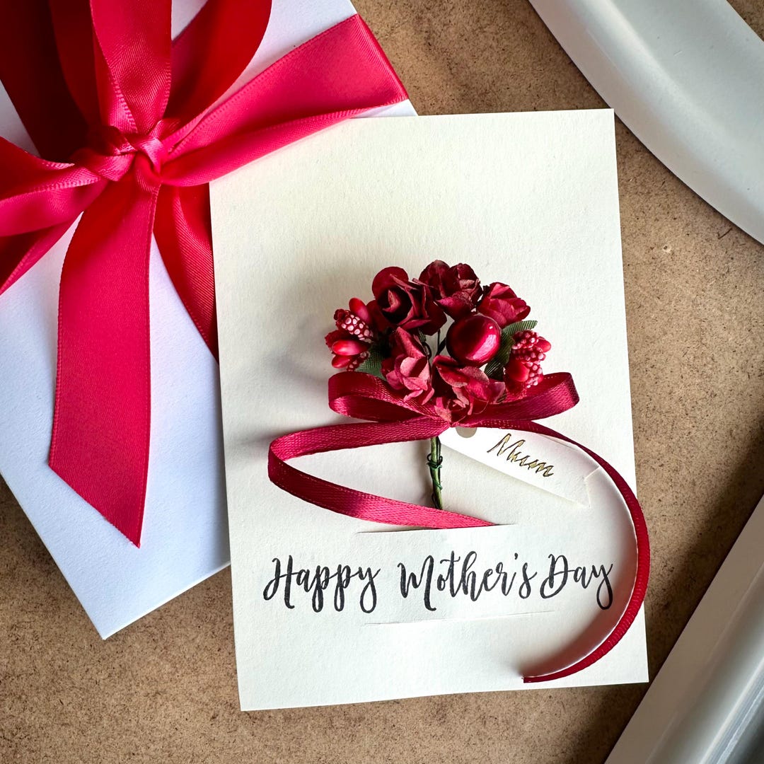 Elegant Red Rose Birthday Card for Mum Personalised Floral Keepsake for ...