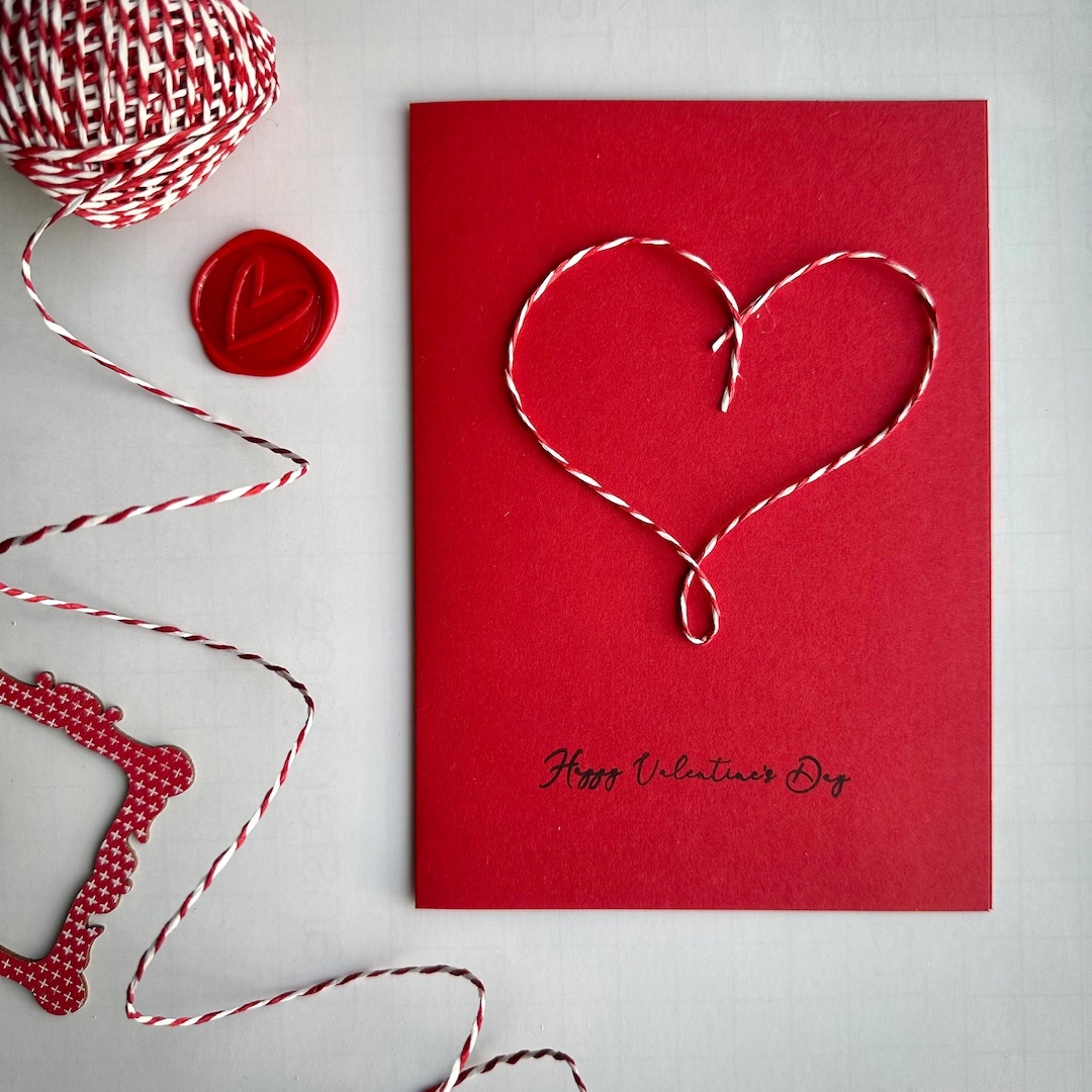 Red Heart String Birthday Card for Her , Love Birds Greetings Card ...