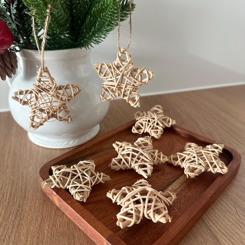 Natural Willow Rattan Star Wicker Ornament Rustic Christmas Tree ...
