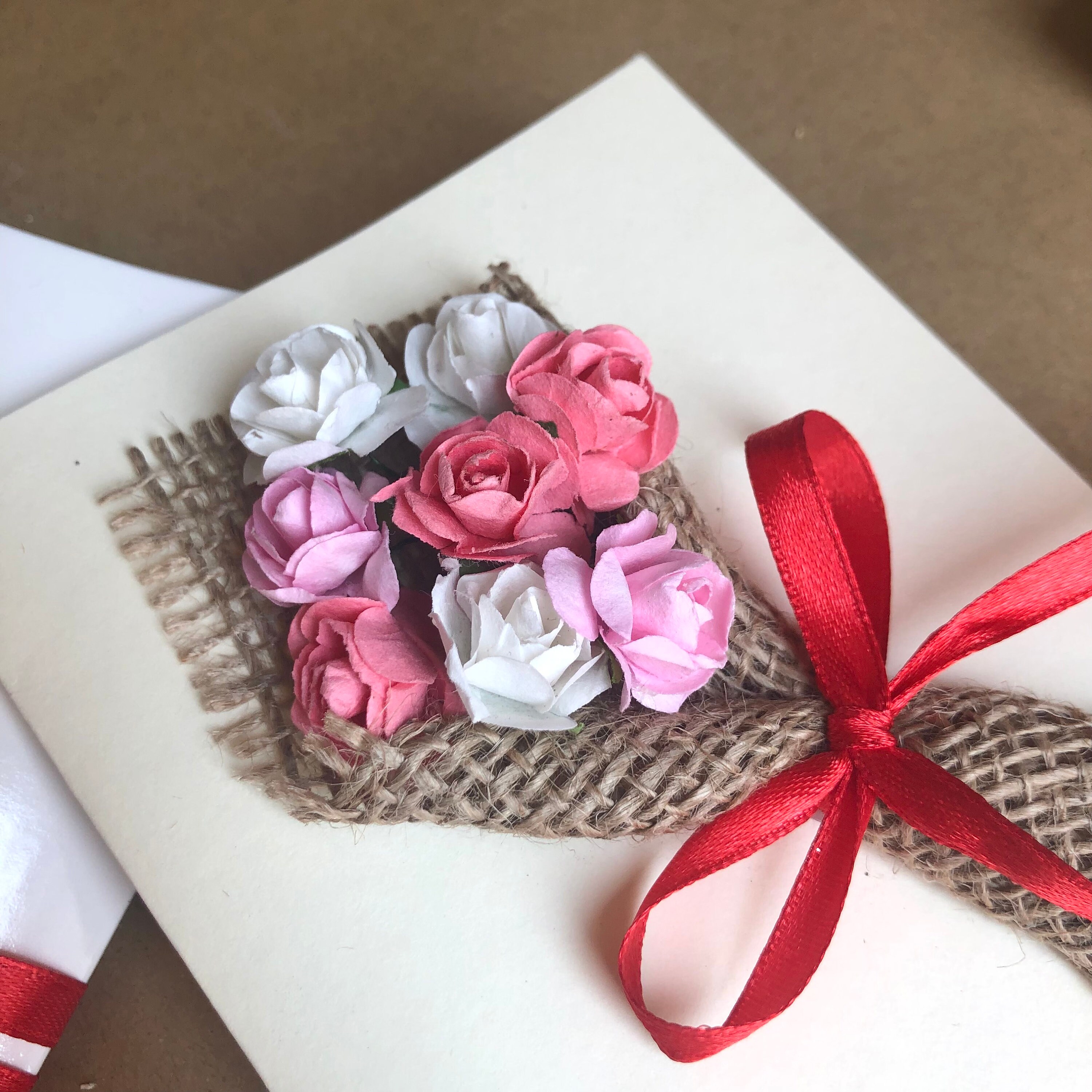 Red Rose Bouquet Wedding Anniversary Card for Wife Rustic - Etsy