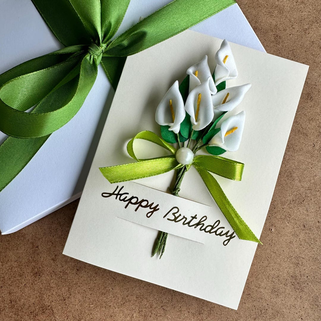 Elegant Calla Lily Flower Birthday Card Wife 3D Botanical Greeting Card ...