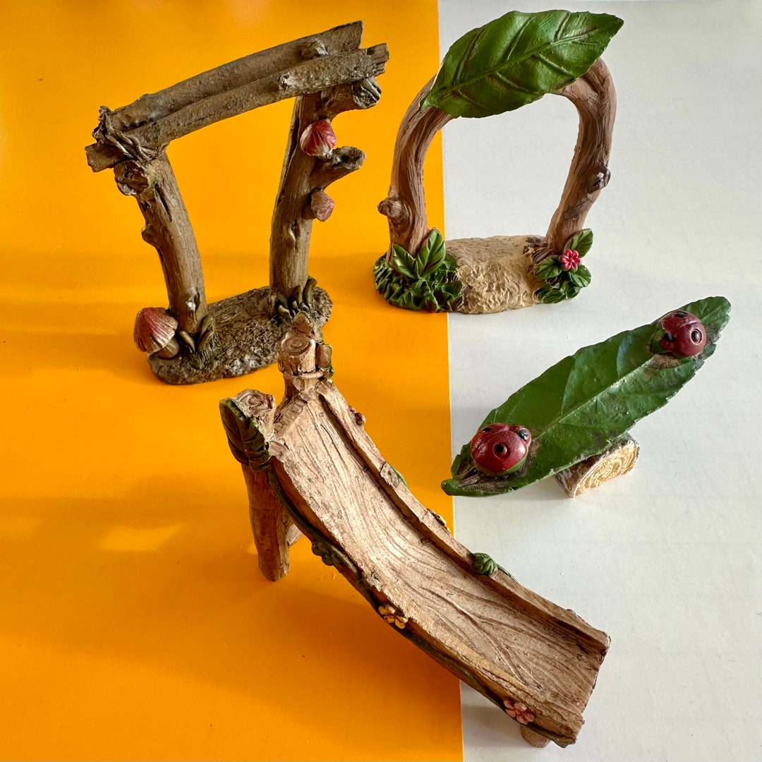 Fairy Garden Slide Gate Seesaw Figurines , Miniature Playground Set ...