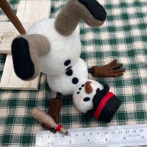 Tipsy Snowman Needle Felted Wool Figurine - Etsy