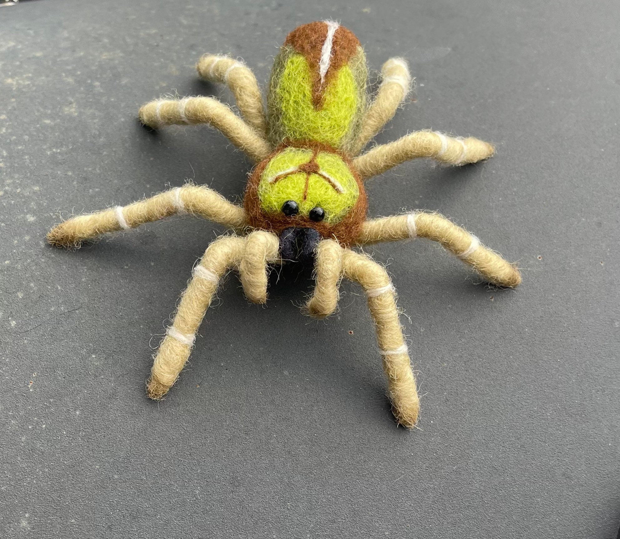 Needle Felted Green Spider Sculpture Tarantula Size Spider in - Etsy