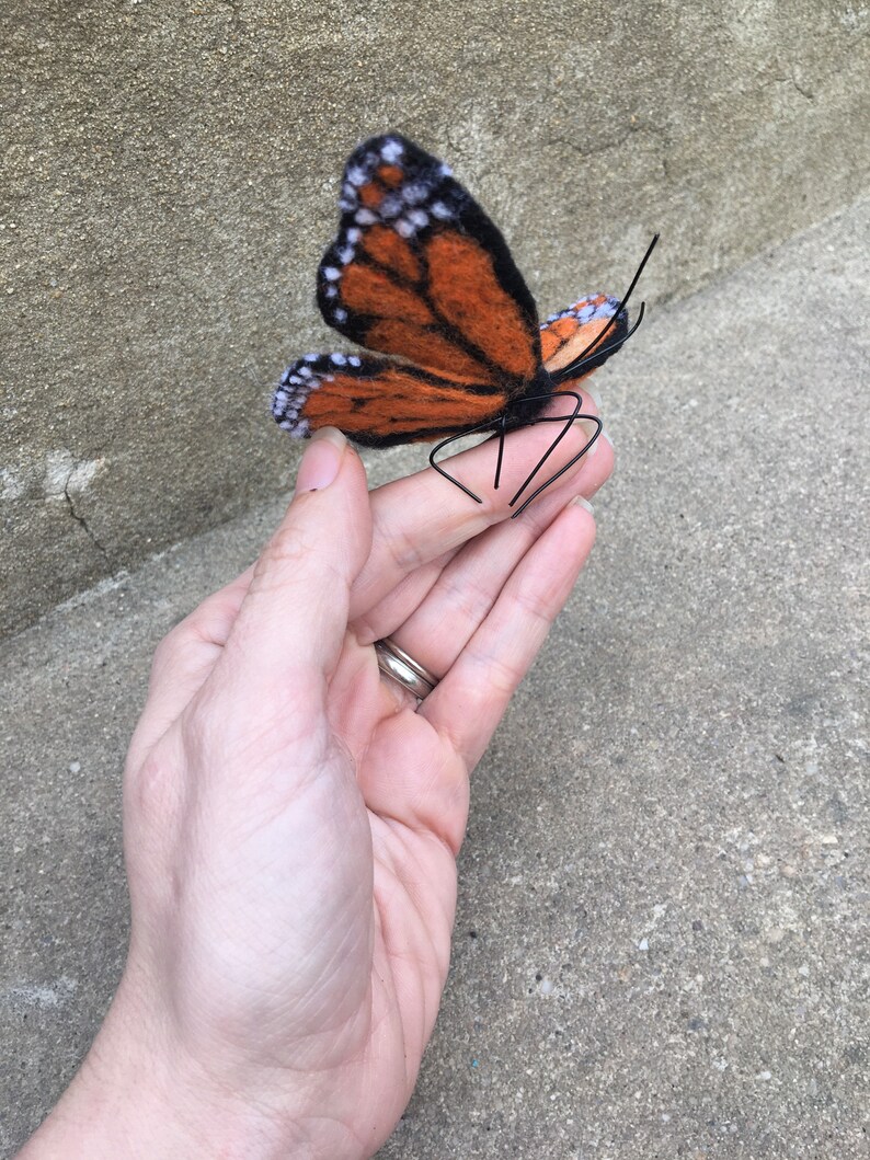 Needle Felted Monarch Butterfly Wool Felt Sculpture Handmade Realistic ...