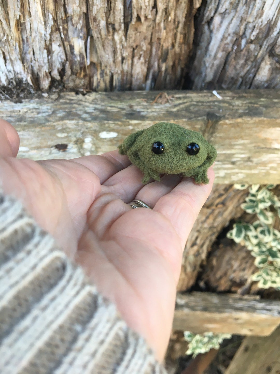 Needle Felted Green Frog Wool Sculpture Realistic Frog Art Gift for ...