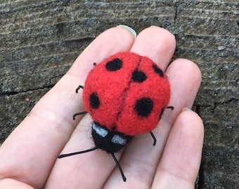 Needle Felted Woolen Ladybug Felt Ladybug Felted Ladybug - Etsy