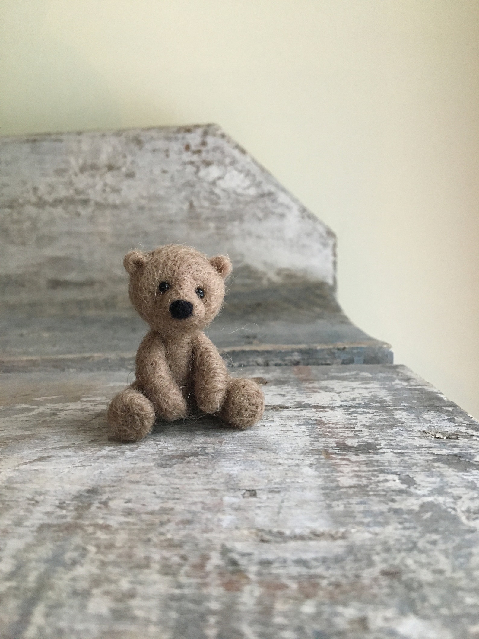 Miniature Teddy Bear Needle Felted Tan Light Brown Wool Teddy Bear One ...