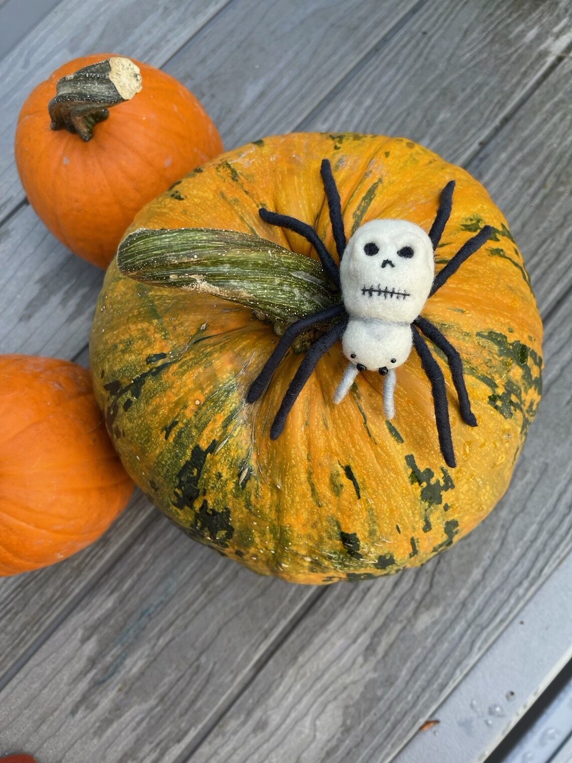 Needle Felted Tarantula With Skull Halloween Spider Gift - Etsy