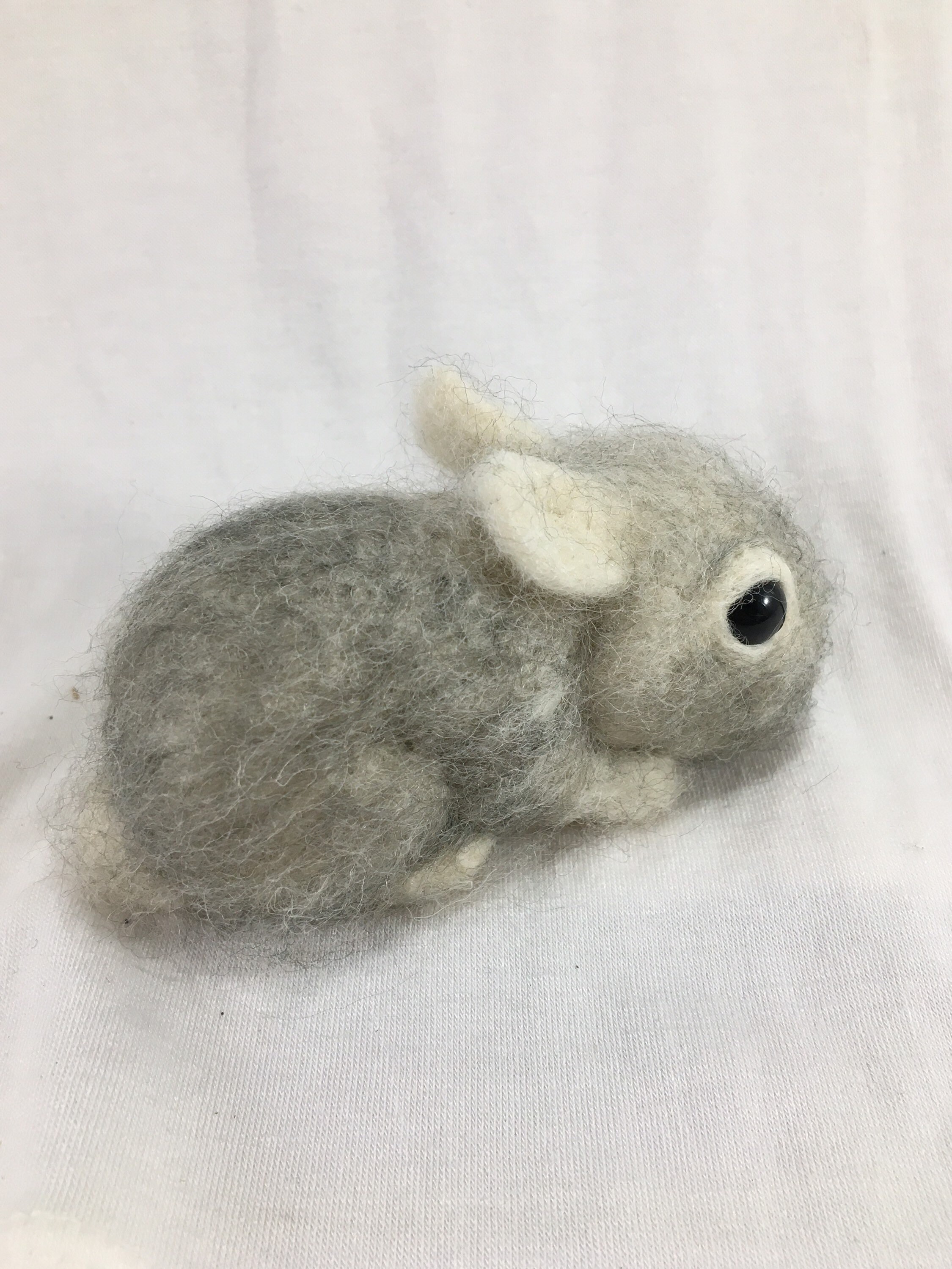 Needle Felted Baby Bunny in Gray and White Wool - Etsy