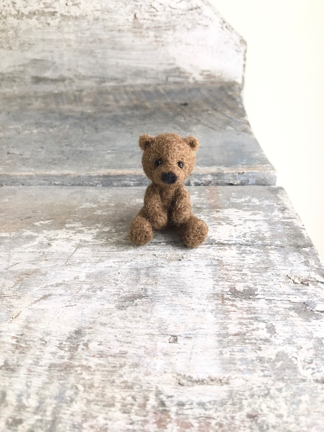 Miniature Teddy Bear Needle Felted Brown Wool Teddy Bear One Inch Mini ...