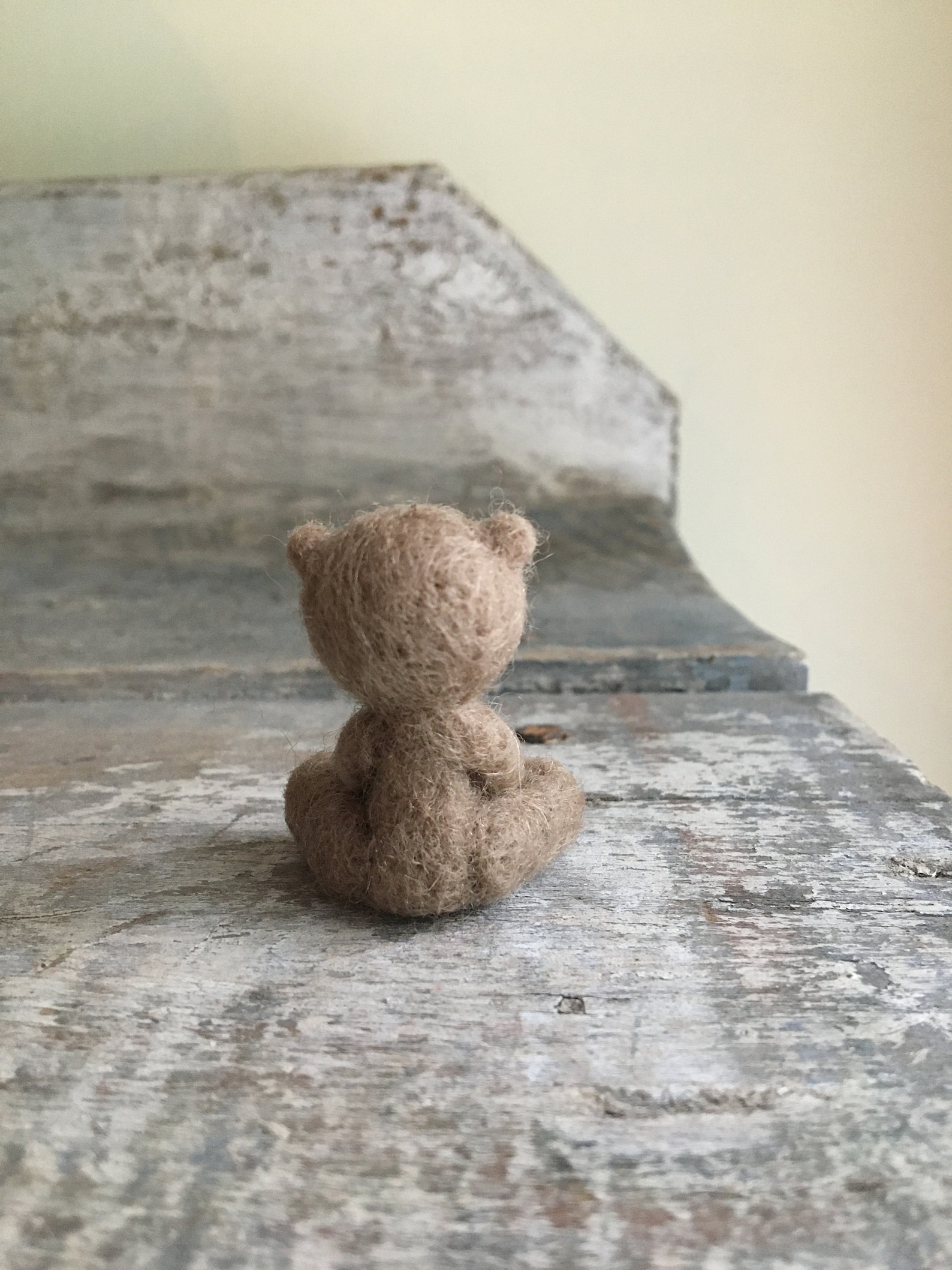 Miniature Teddy Bear Needle Felted Tan Light Brown Wool Teddy Bear One ...