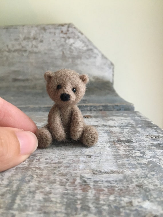 Miniature Teddy Bear Needle Felted Tan Light Brown Wool Teddy Bear One Inch Mini Baby Bear Gift Etsy UK