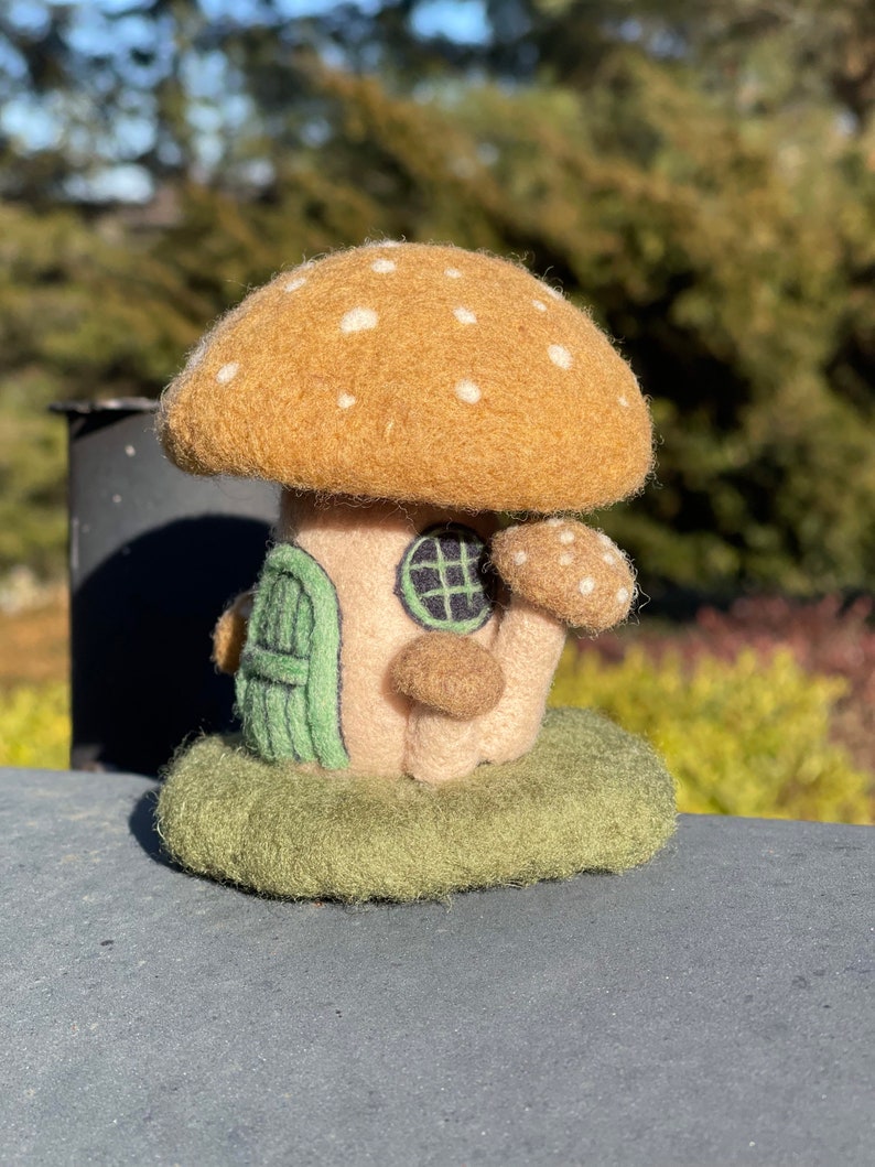 Needle Felted Mushroom House Felted Wool Gnome Home Toadstool - Etsy