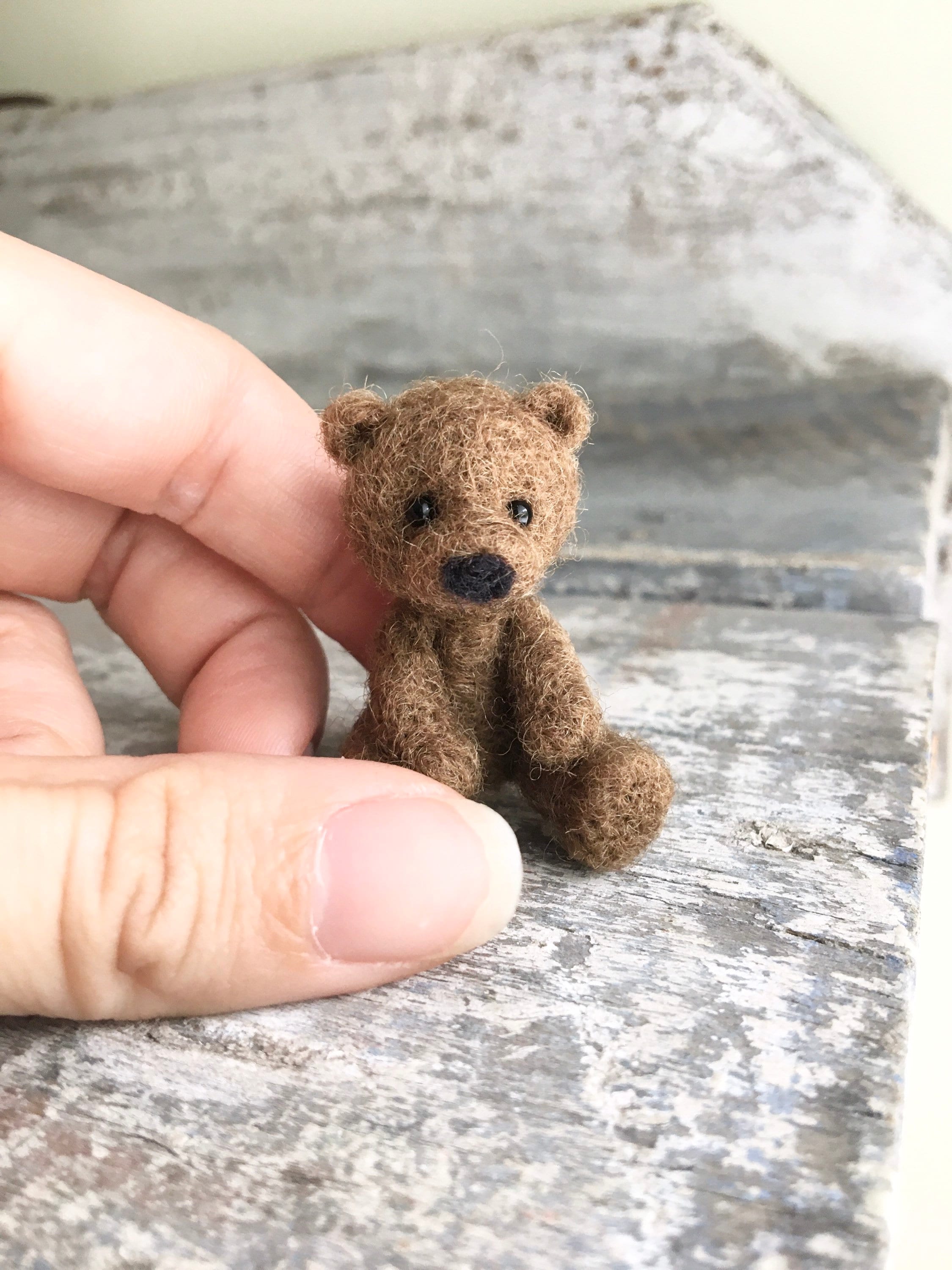 Miniature Teddy Bear Needle Felted Brown Wool Teddy Bear One - Etsy