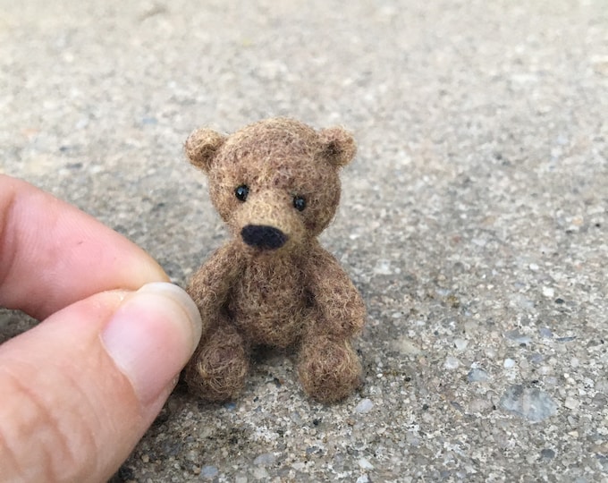 Miniature Teddy Bear Needle Felted Brown Tiny Wool Teddy Bear Mini Baby ...