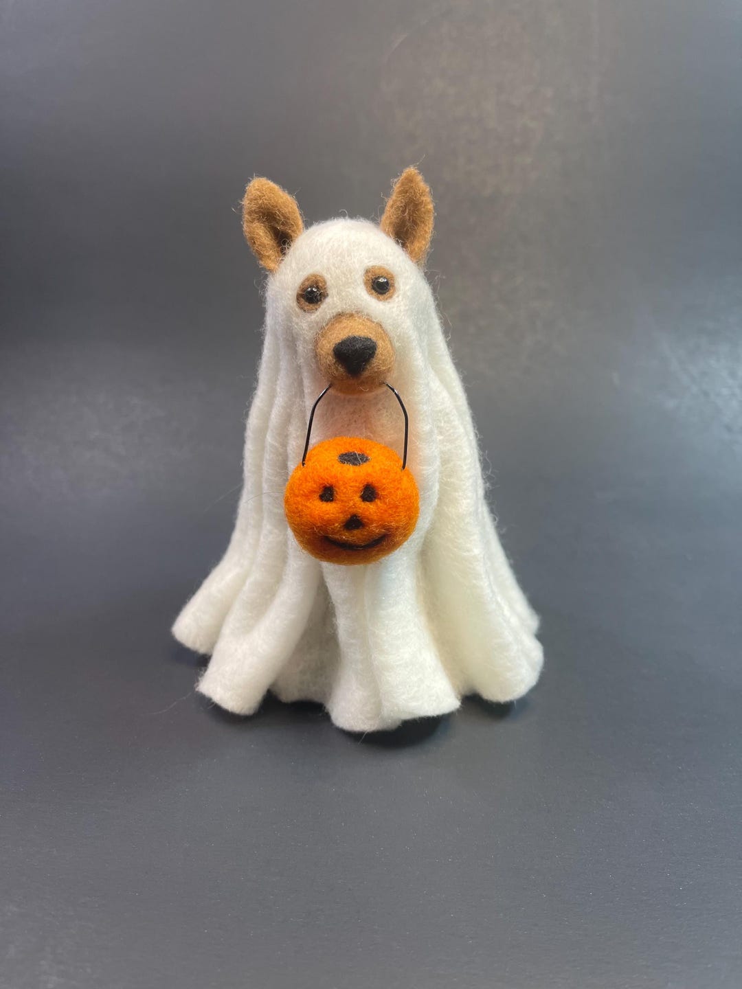Ghost Dog Trick or Treater Needle Felted Figurine Halloween Gift - Etsy