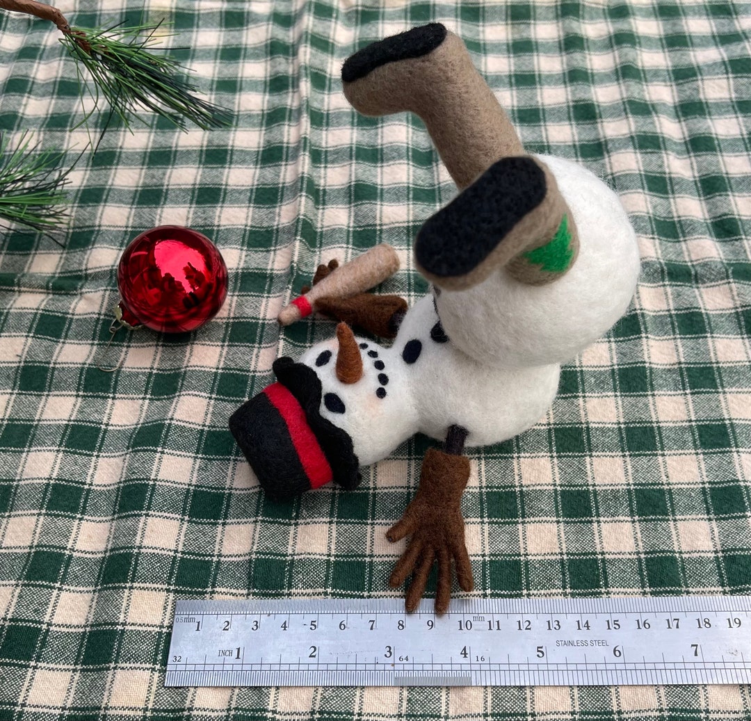 Tipsy Snowman Needle Felted Wool Figurine - Etsy
