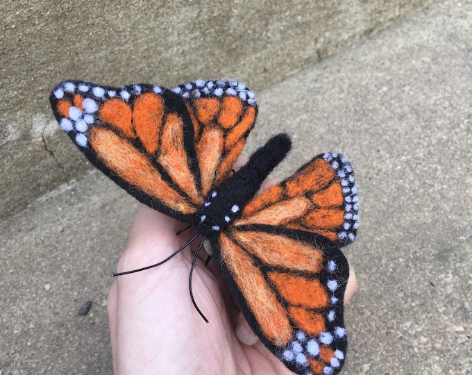 Needle Felted Monarch Butterfly Wool Felt Sculpture Handmade Realistic ...