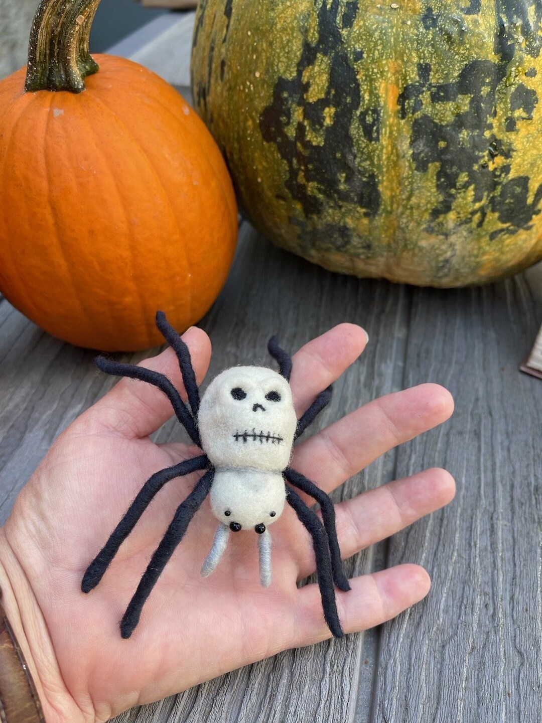 Needle Felted Tarantula With Skull Halloween Spider Gift - Etsy