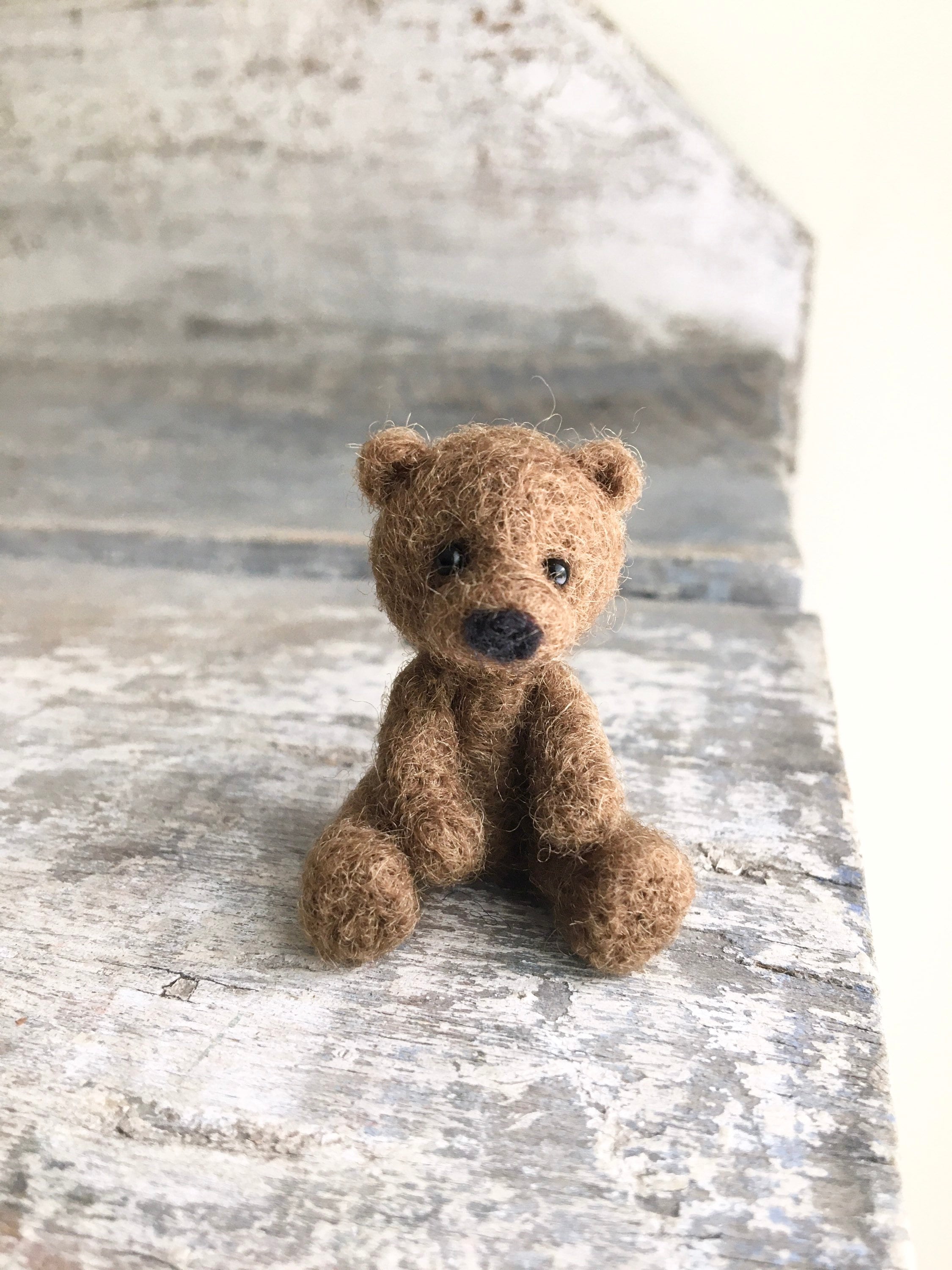 Miniature Teddy Bear Needle Felted Brown Wool Teddy Bear One - Etsy
