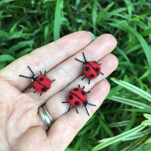 Needle Felted Lady Bugs Set of 3 Wool and Wire Ladybugs - Etsy