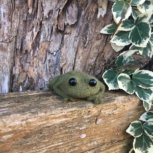 Needle Felted Green Frog Wool Sculpture Realistic Frog Art Gift for ...