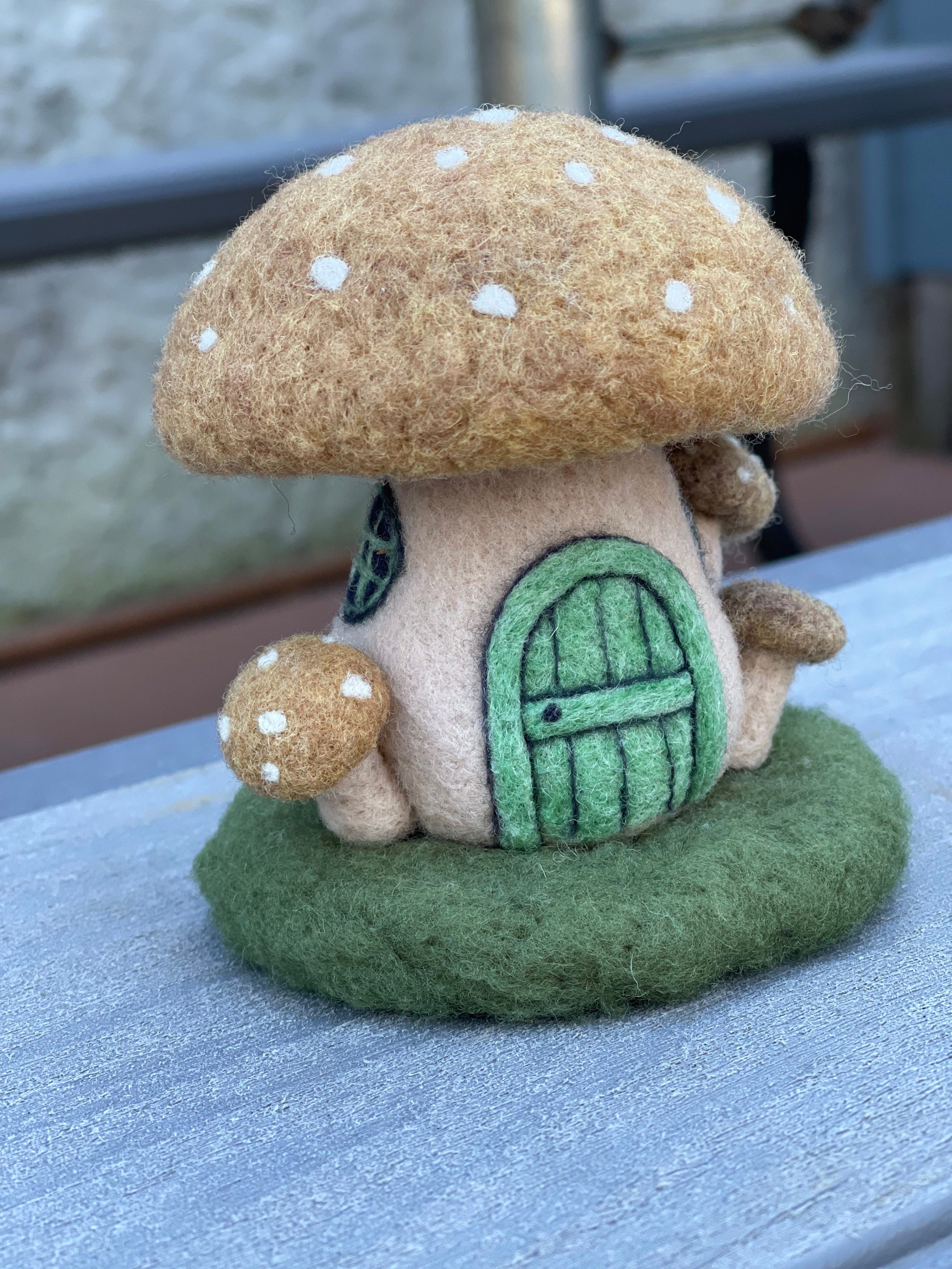 Needle Felted Mushroom House Felted Wool Gnome Home Toadstool - Etsy