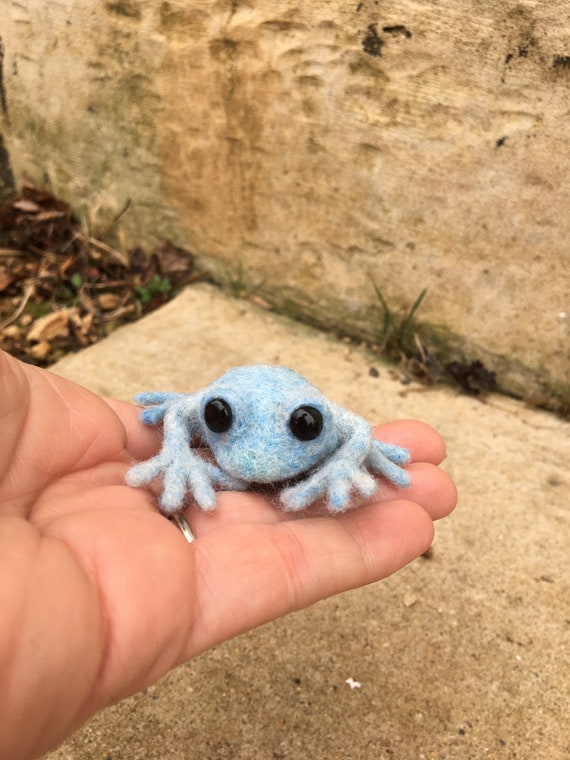 Needle Felted Little Blue Frog | Etsy
